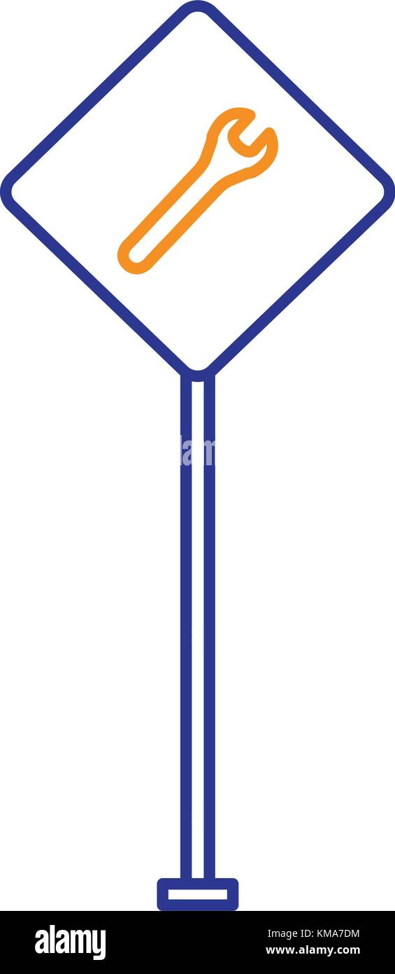 construction caution signal with wrench vector illustration design ...