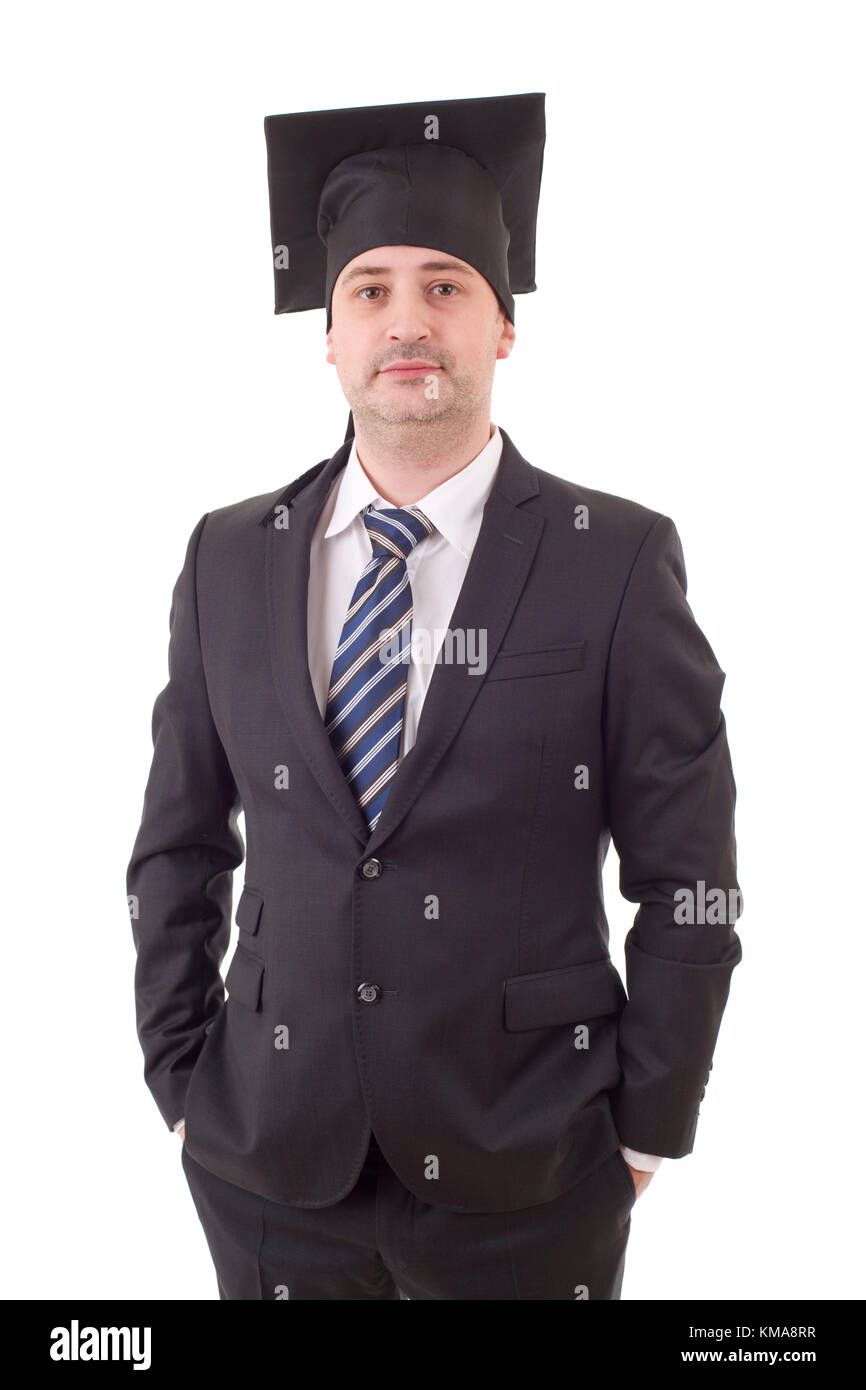 Proud male college professor standing isolated on white background ...