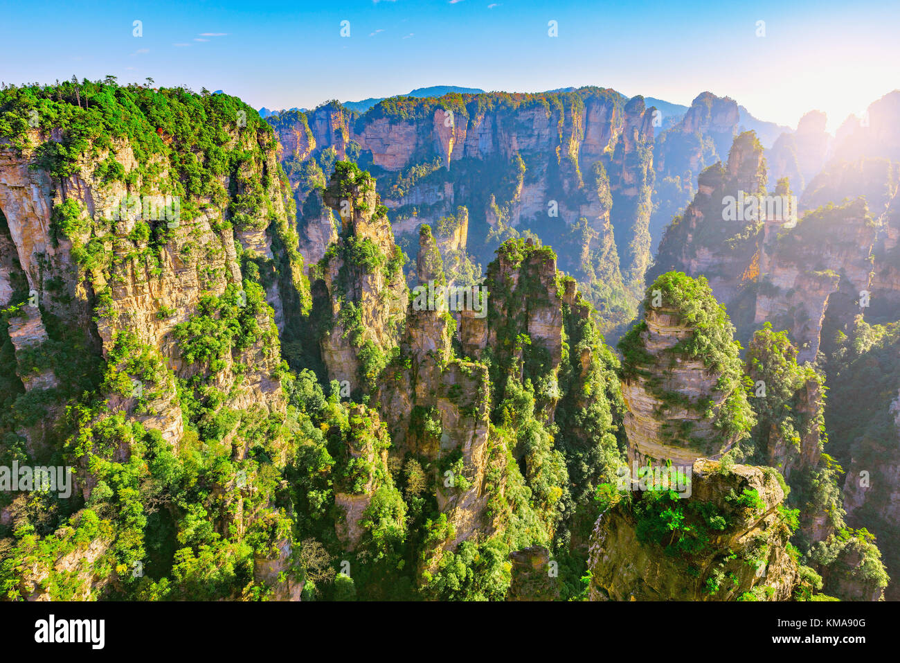 Colorful cliffs in Zhangjiajie Forest Park at sunset time. China Stock ...