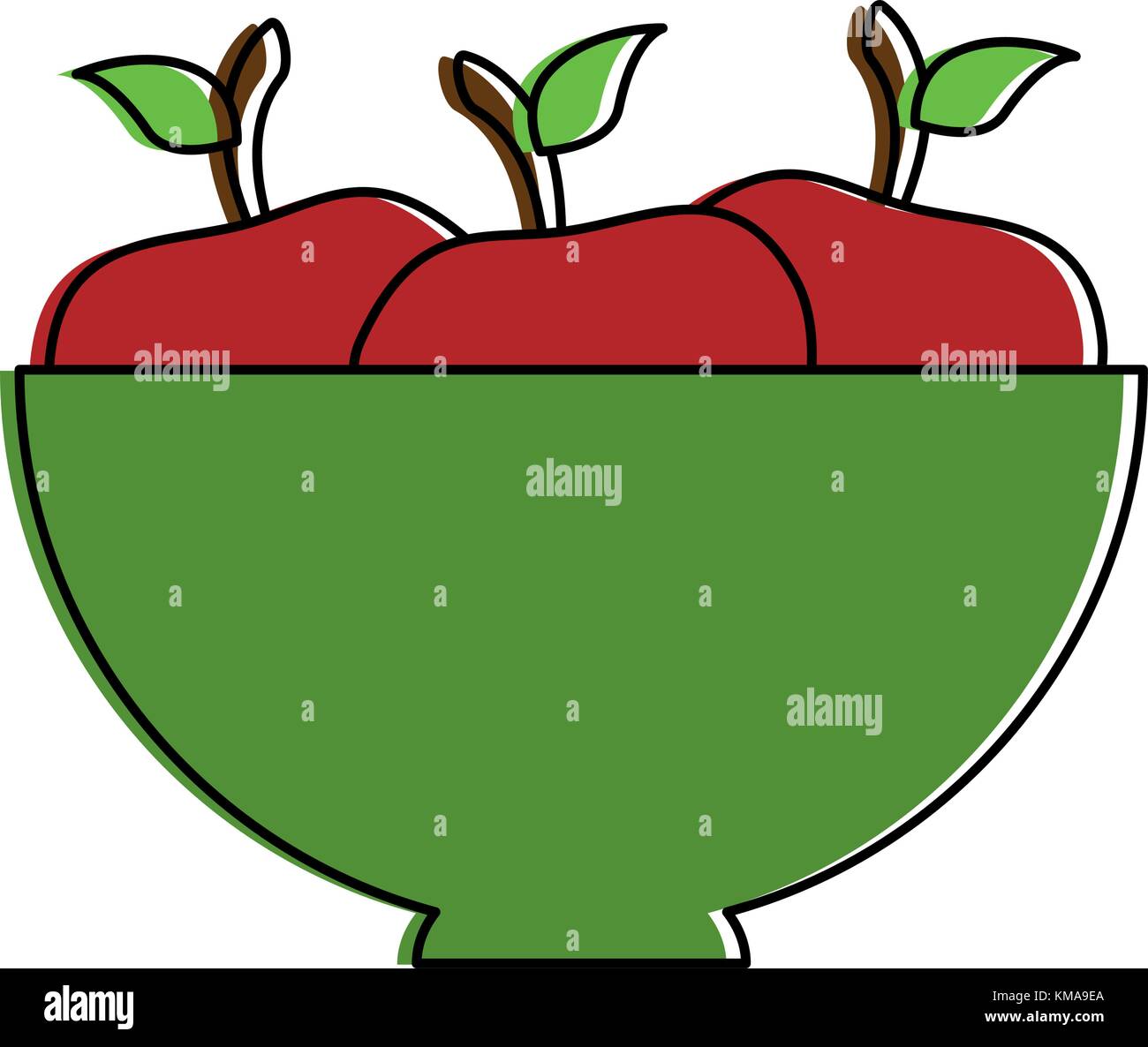 bowl with apples fresh vector illustration design Stock Vector Image ...
