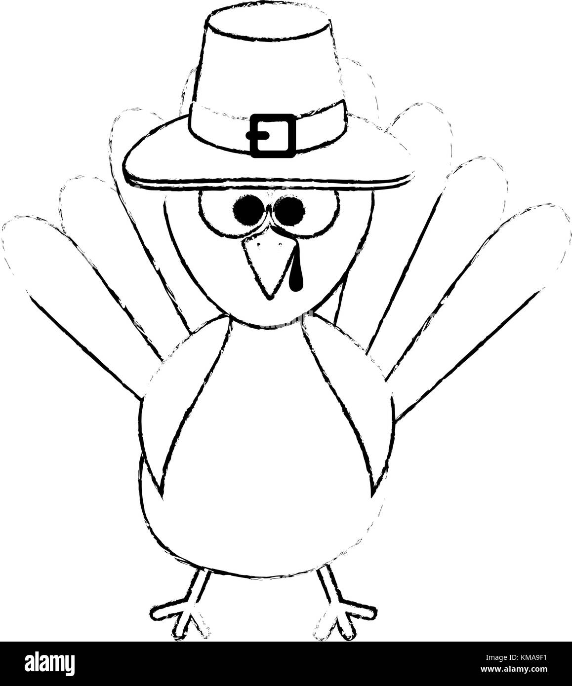 thanksgiving turkey with hat character icon vector illustration design ...