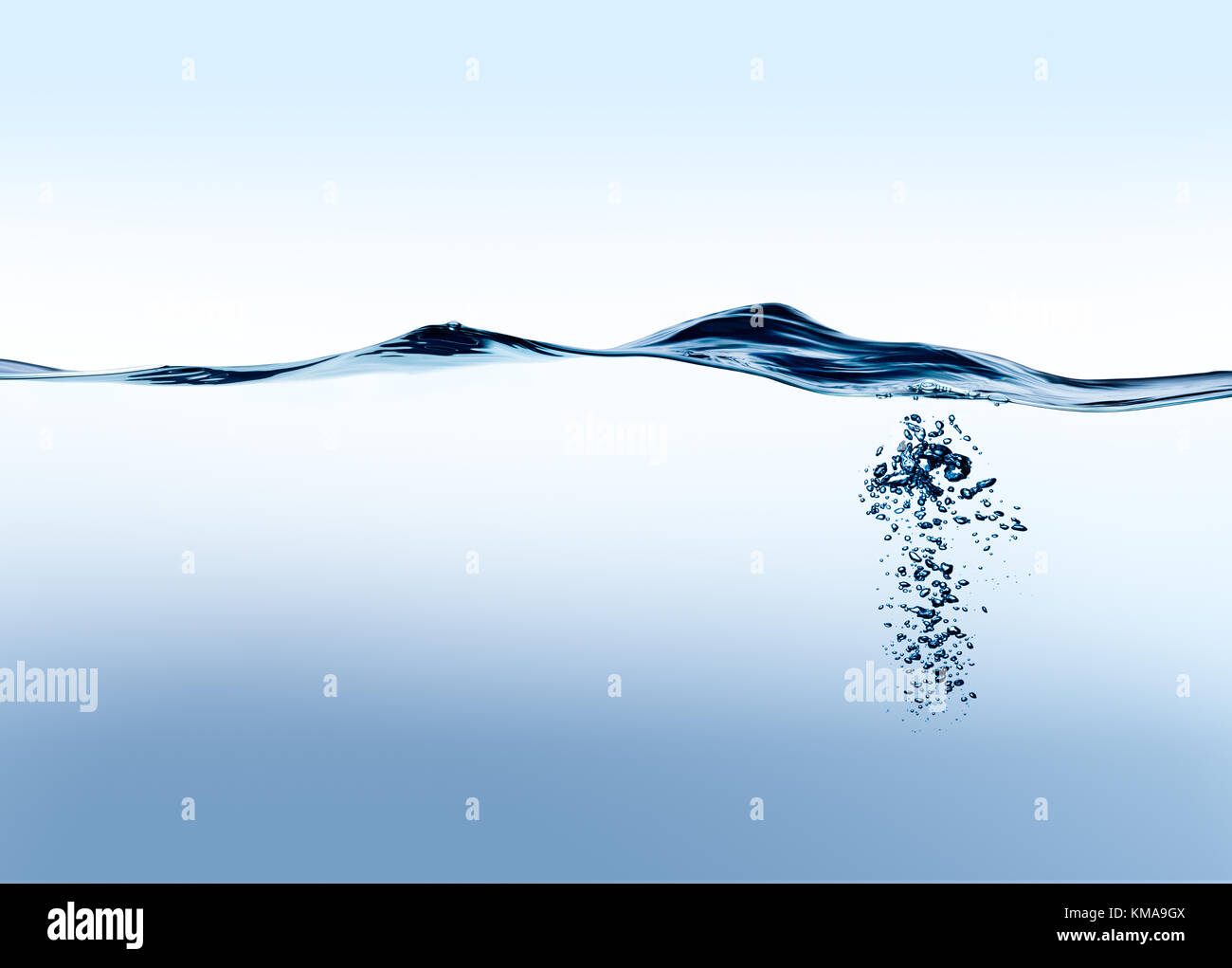 Pure fresh blue water wave with bubbles background Stock Photo - Alamy