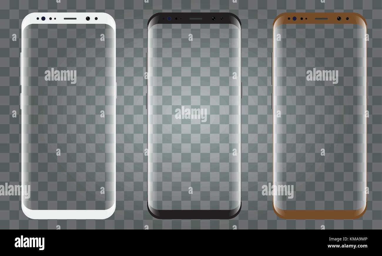New Smartphone model with 3 colors isolated with blank screen Stock ...