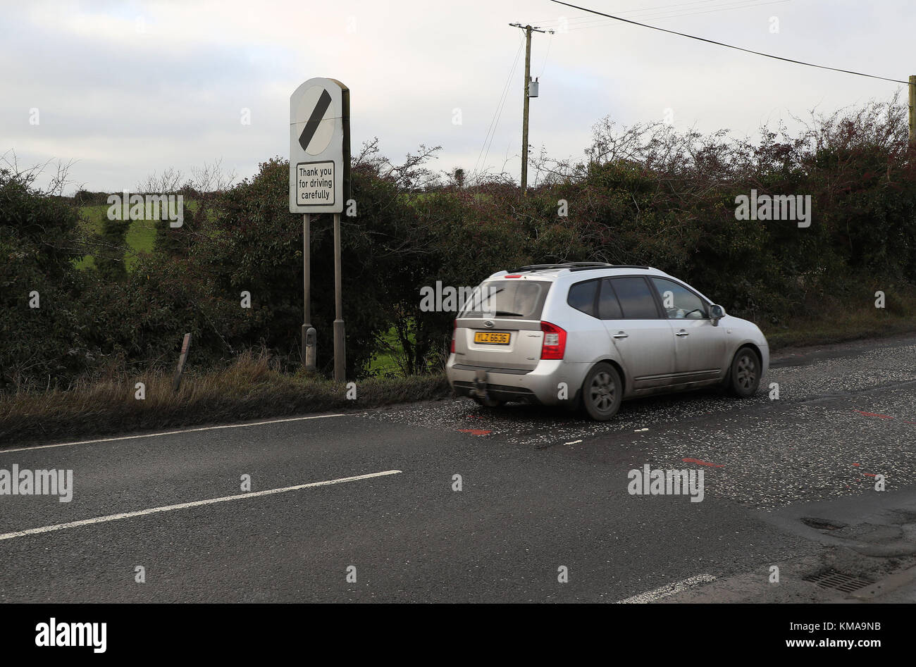 A car crosses the border from Concession Road in Northern Ireland (left ...