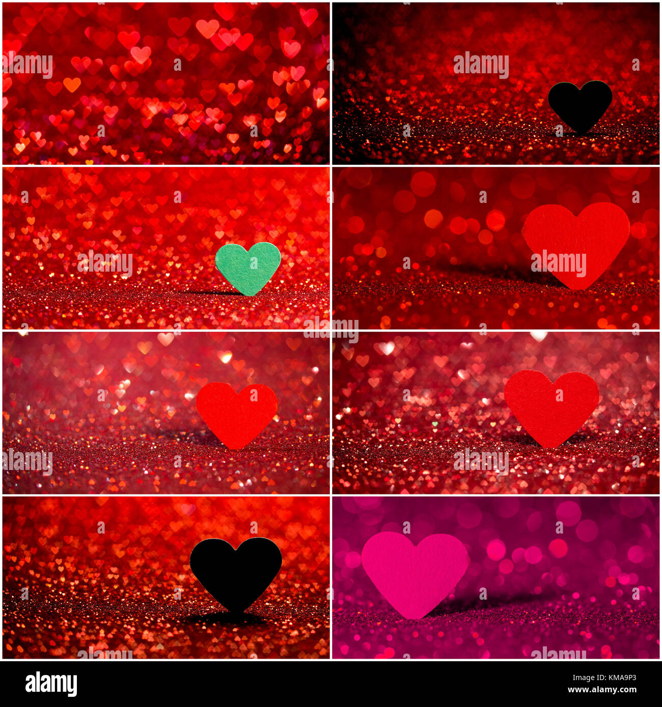 Collection of red heart bokeh background. Valentines day texture Stock ...
