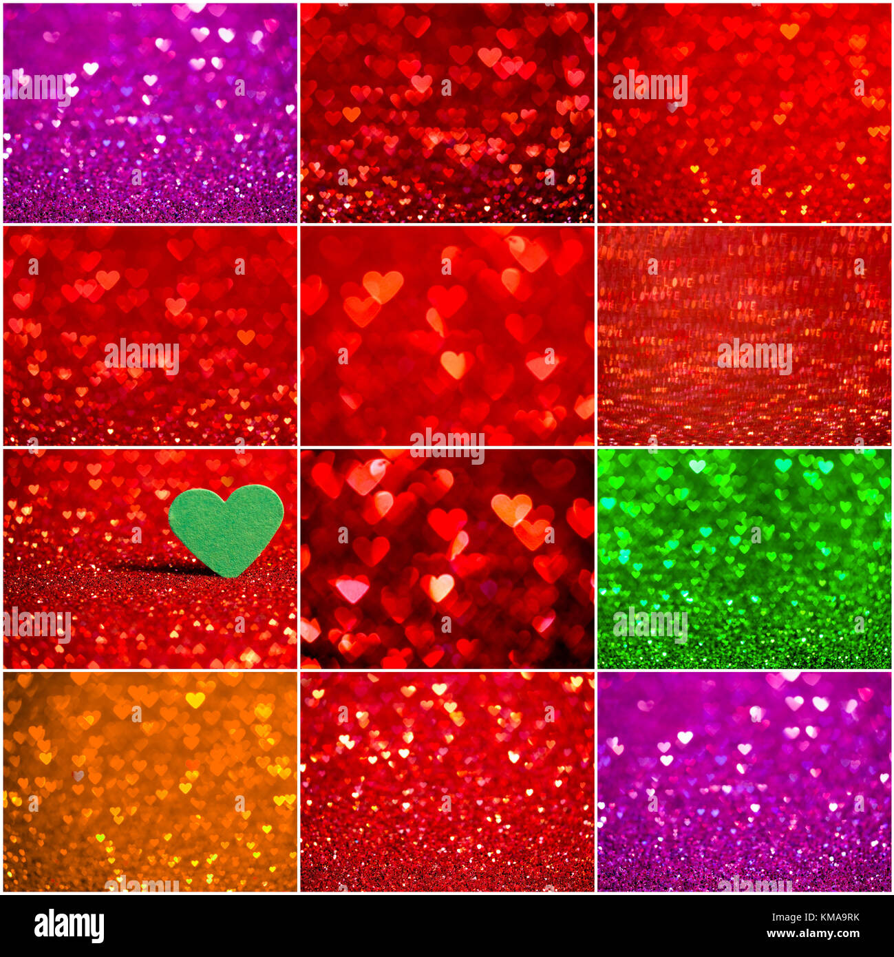Collection of red heart bokeh background. Valentines day texture Stock ...