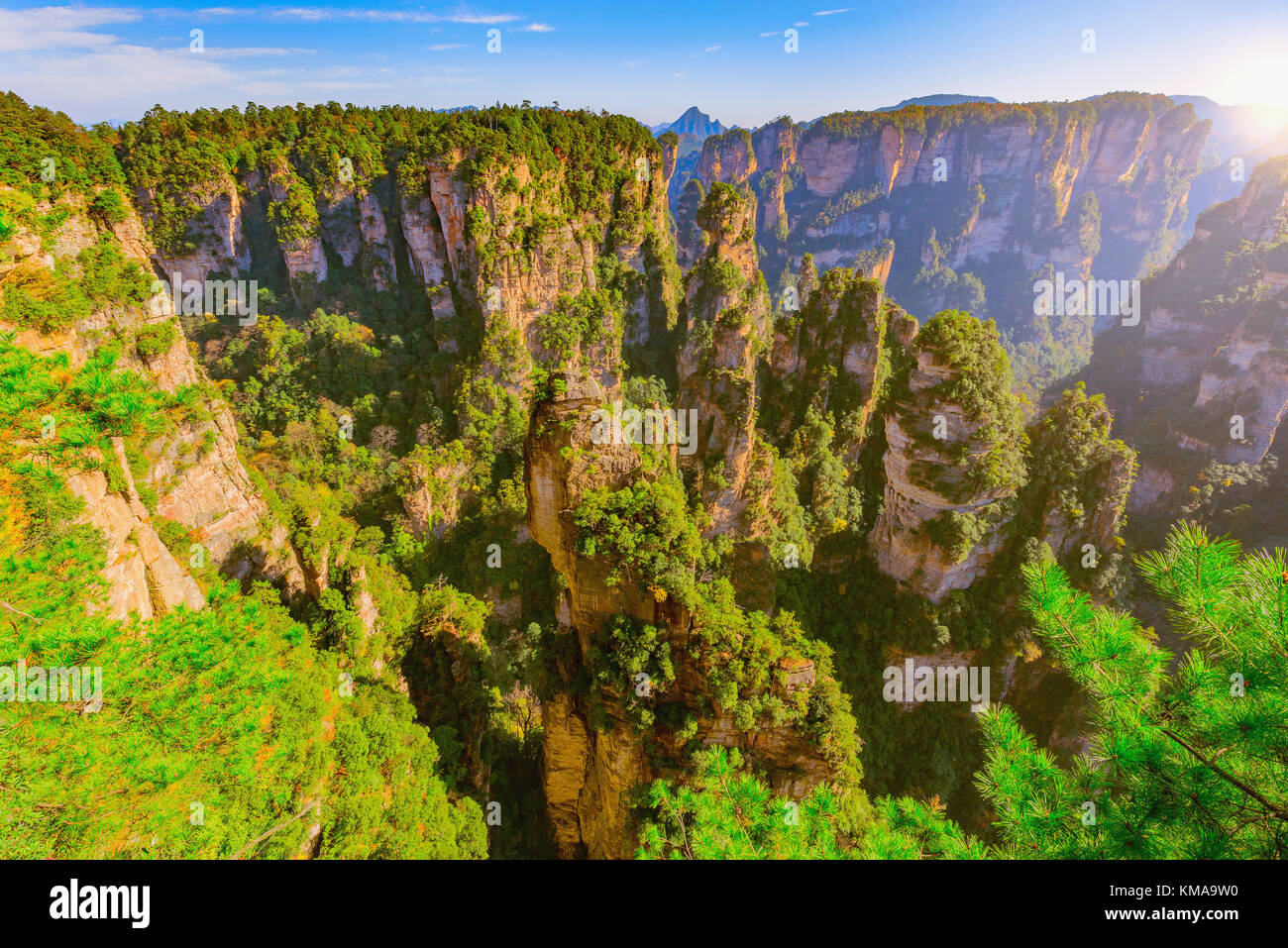 Colorful cliffs in Zhangjiajie Forest Park at sunset time. China Stock ...
