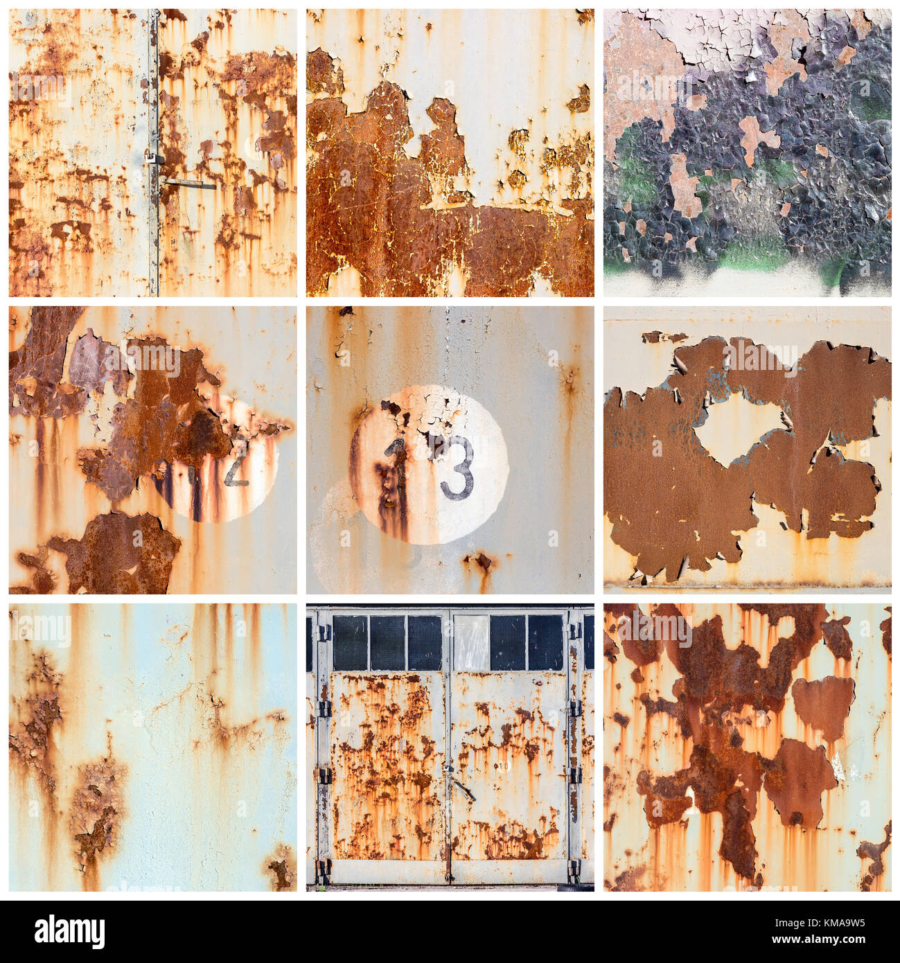 Collection of old painted metal texture with traces of rust Stock Photo ...