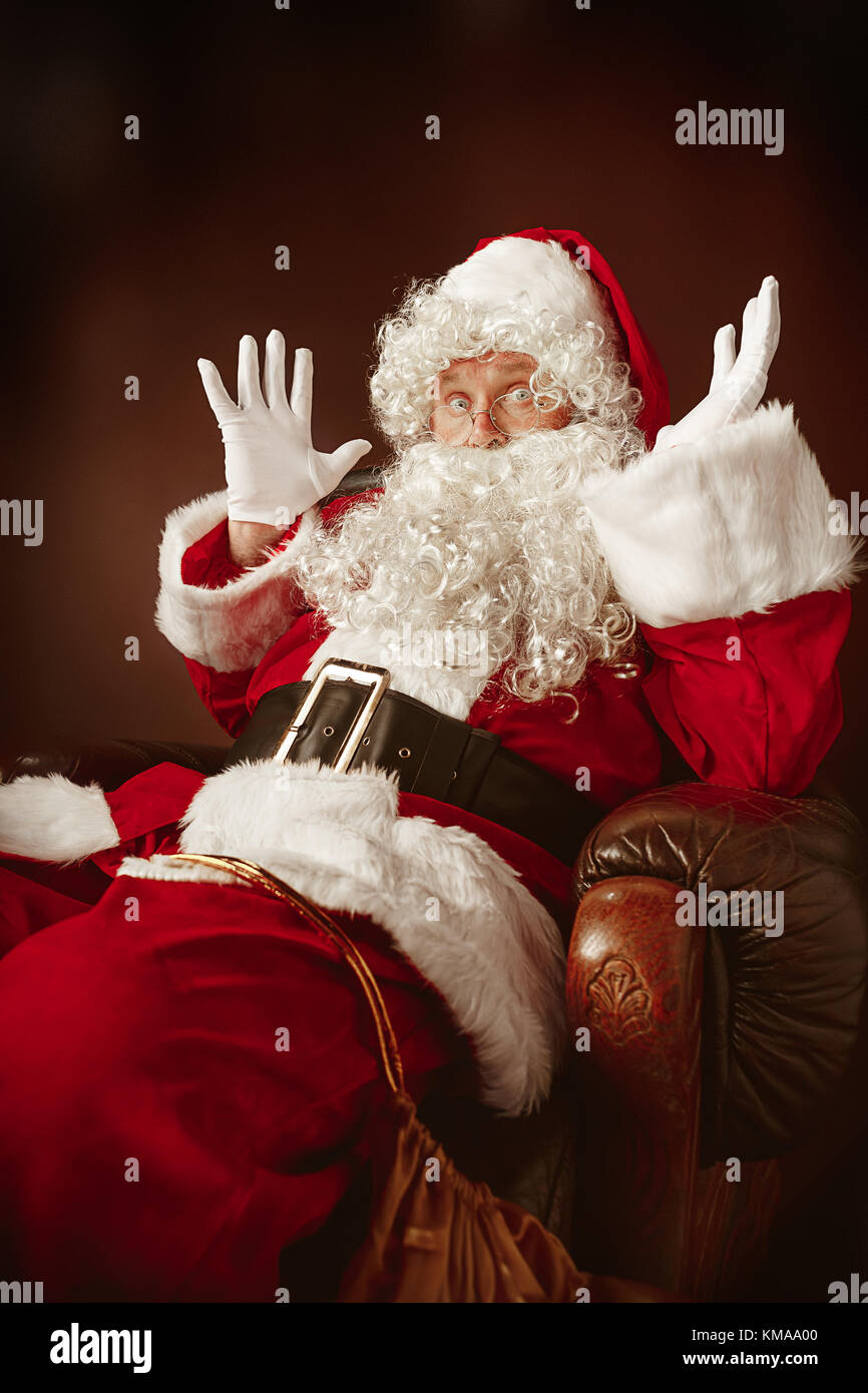 Portrait of Man in Santa Claus Costume Stock Photo - Alamy