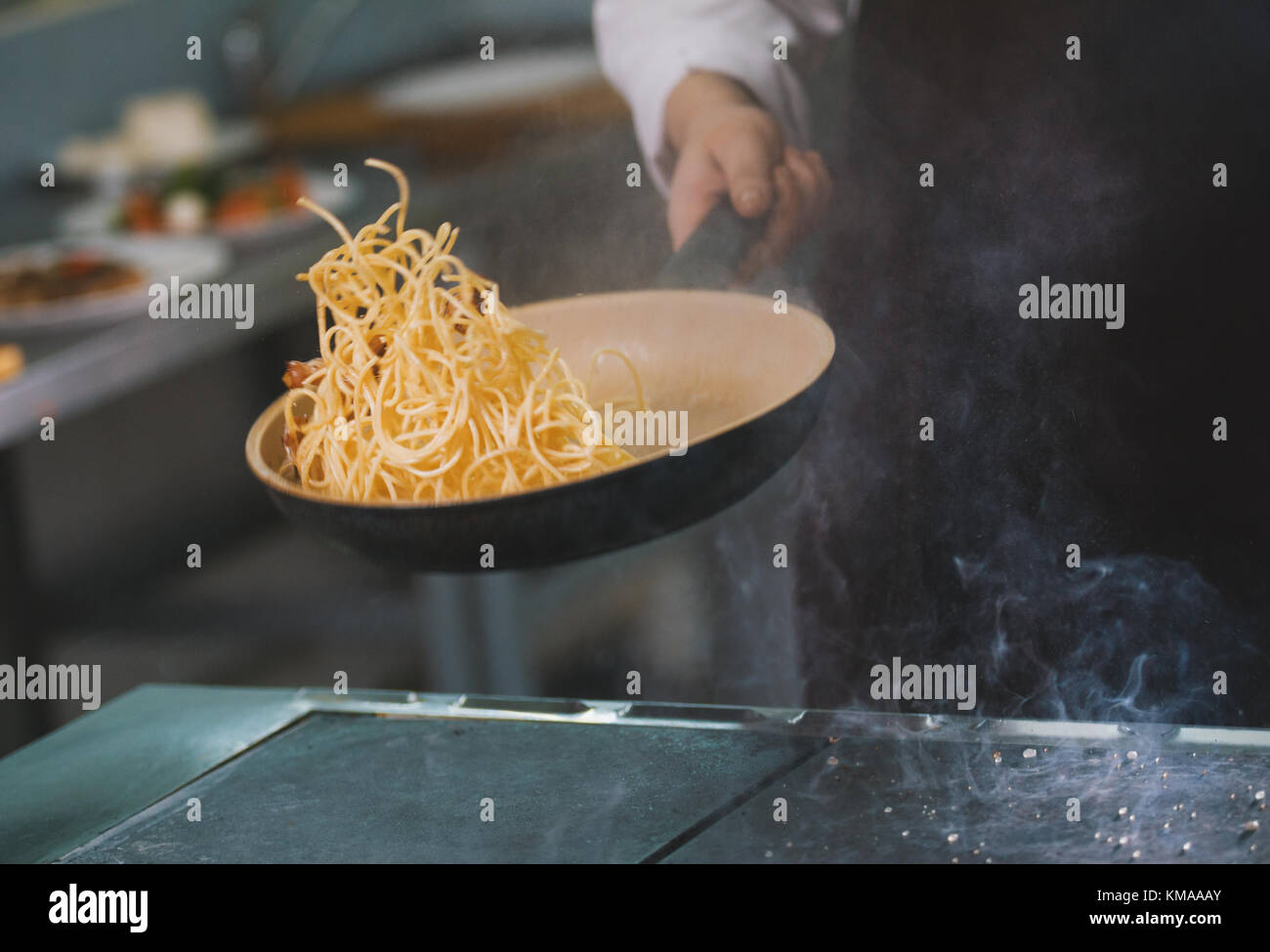 Process of cooking spaghetti Stock Photo - Alamy