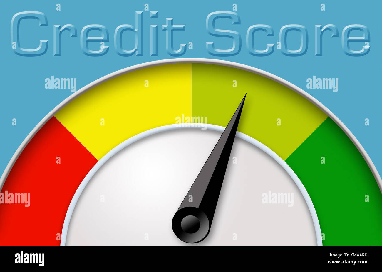 Here is a credit bureau credit score meter that is a dial with a needle ...