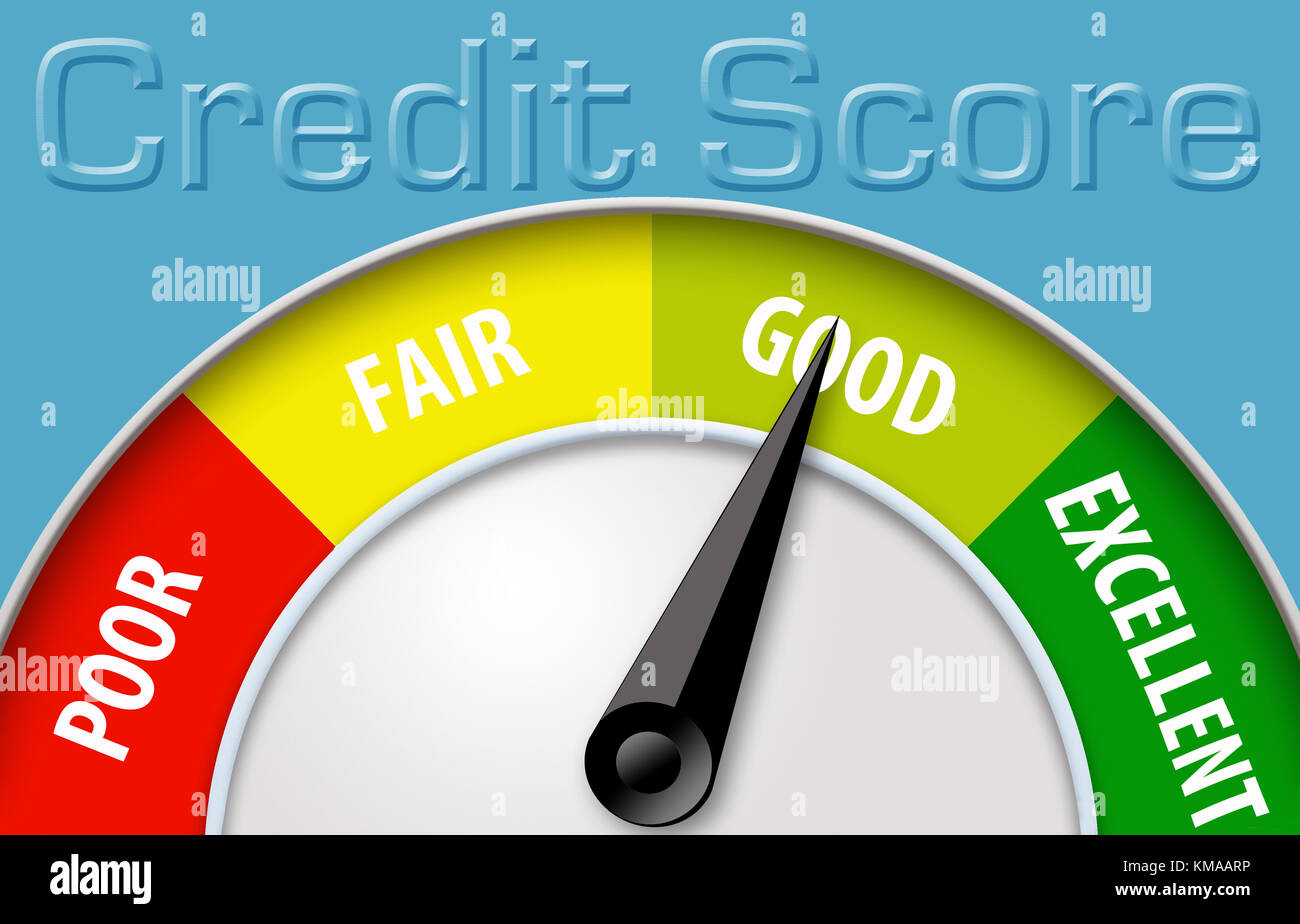 Here is a credit bureau credit score meter that is a dial with a needle ...