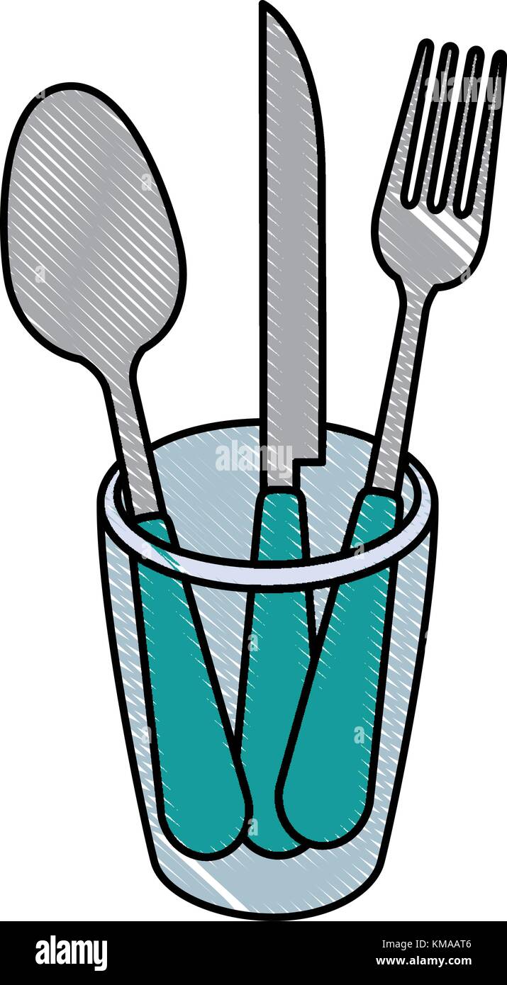 set cutlery tools in cup Stock Vector Image & Art - Alamy