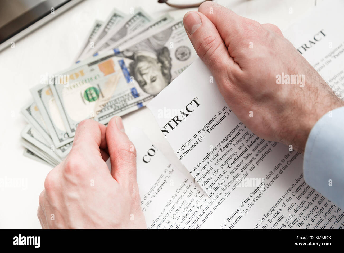 Disappointed or deceived businessman tears up a contract Stock Photo ...