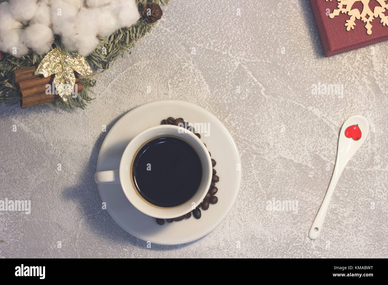 Festive still life with a coffee cup Stock Photo - Alamy