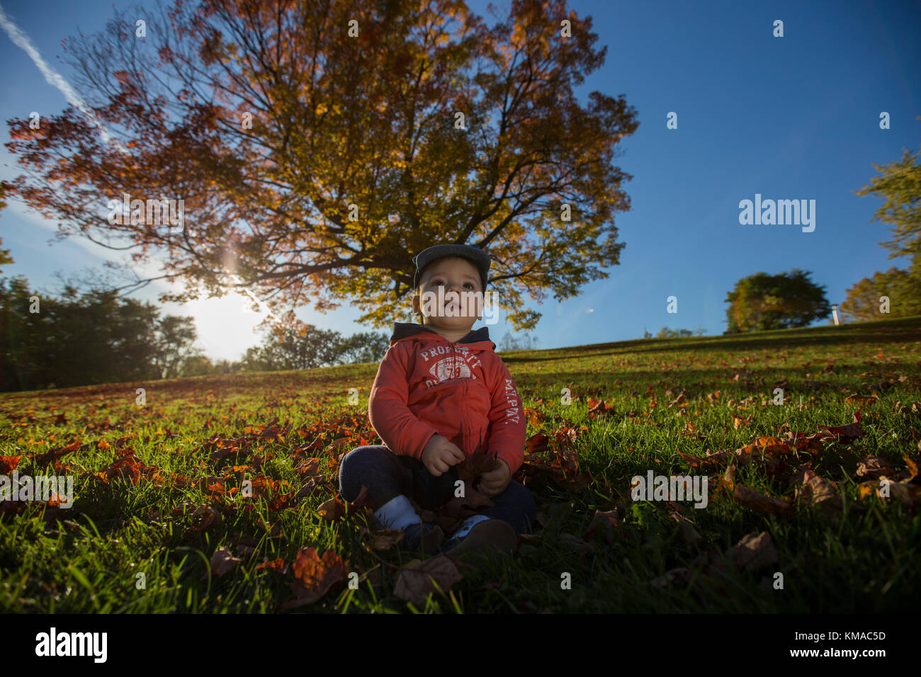 mother and baby in canadian autumn Stock Photo - Alamy