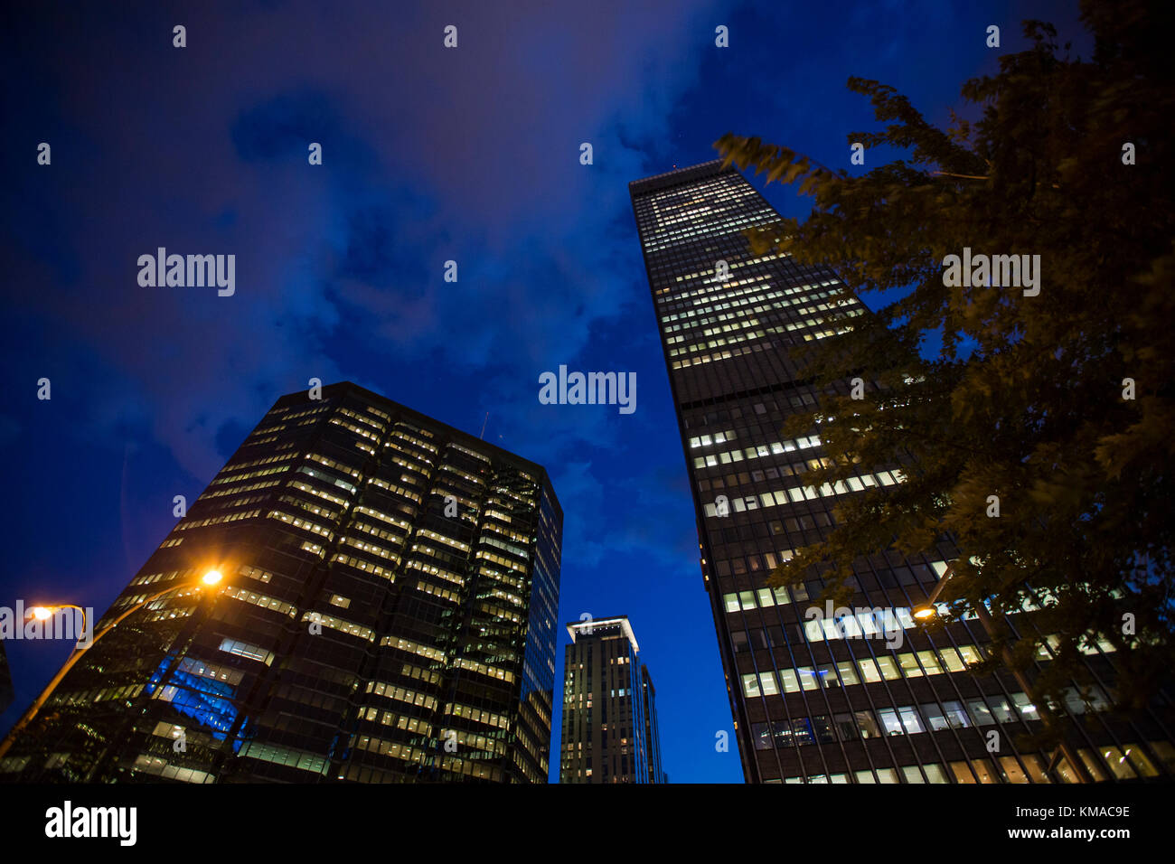montreal down town blue hour Stock Photo - Alamy