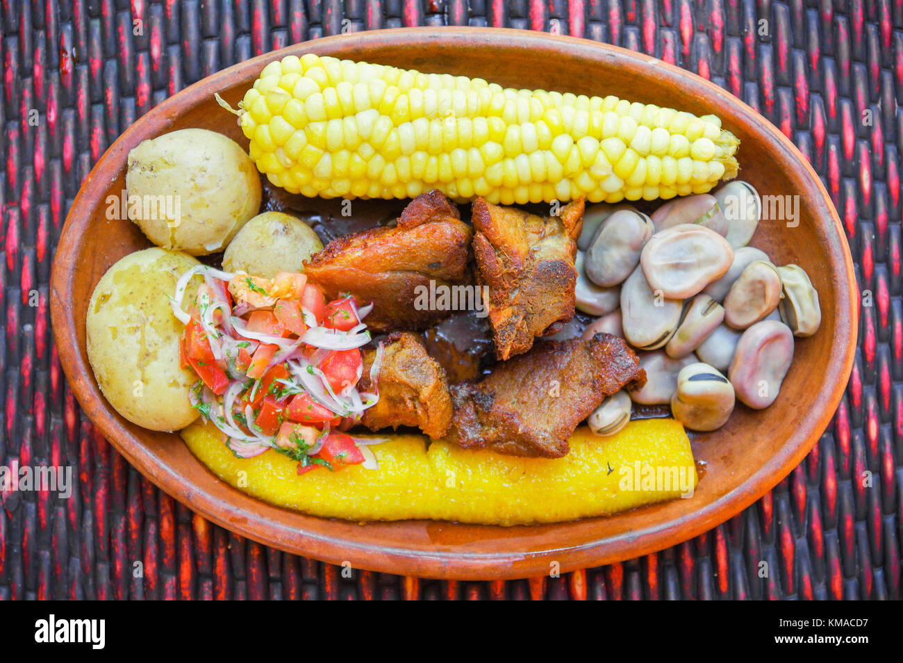 Close up of delicious hornado, ecuadorian traditional typical andean ...