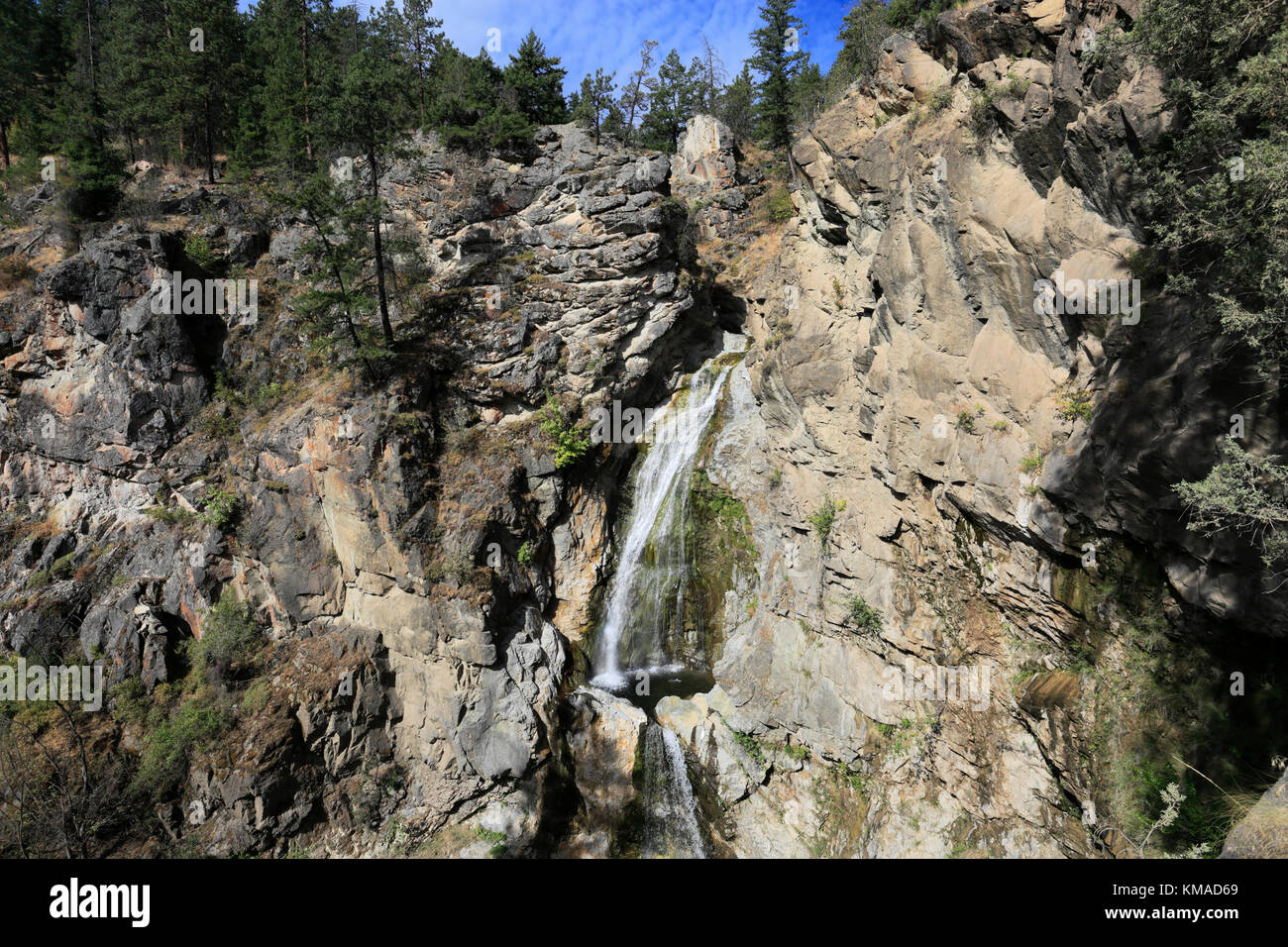 Waterfalls in Shorts Creek, Fintry Provincial Park, near Kelowna City ...