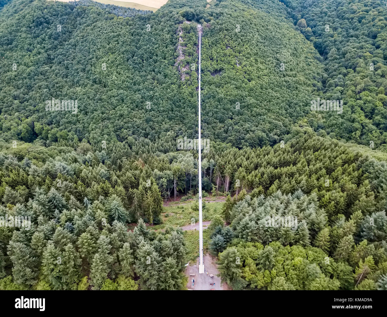 aerial view Germany's longest rope suspension bridge 300 feet above a ...