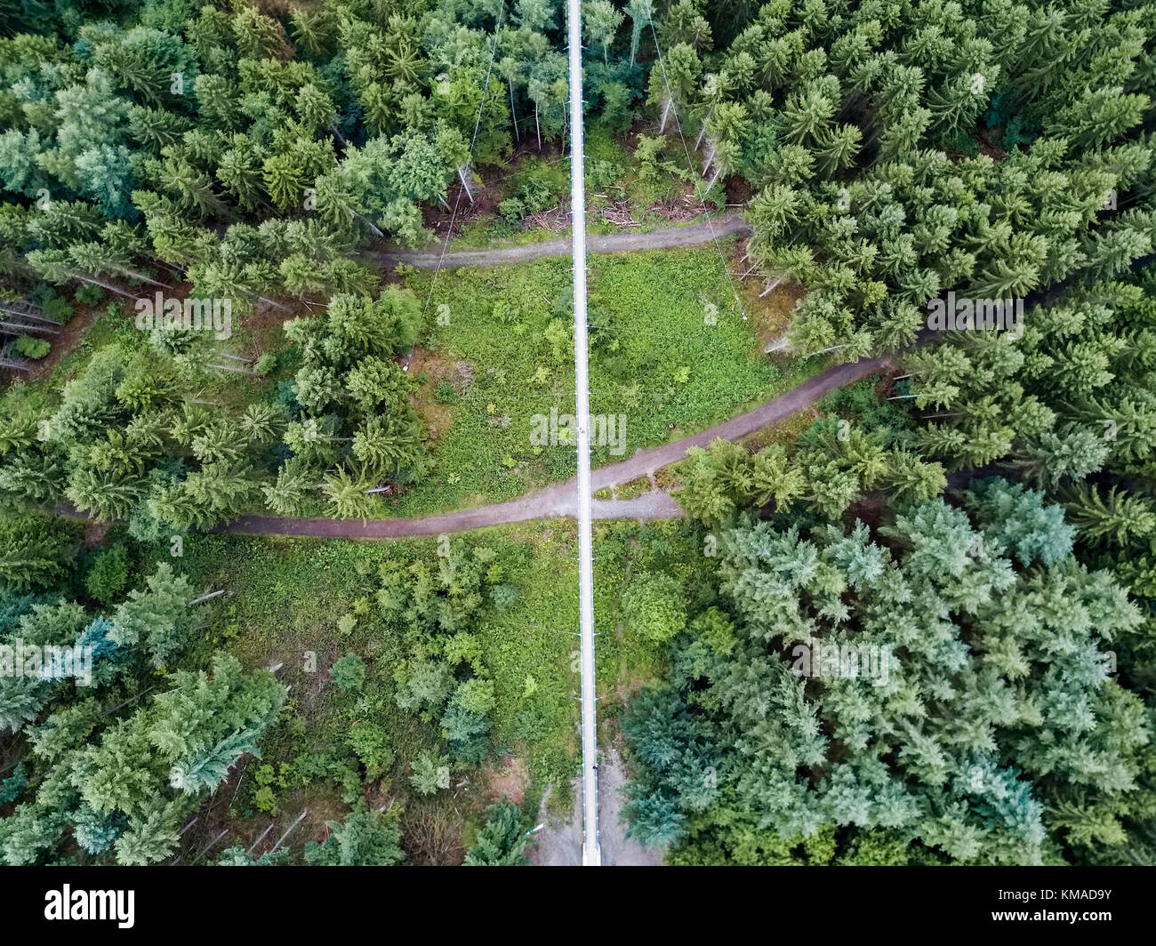 aerial view Germany's longest rope suspension bridge 300 feet above a ...