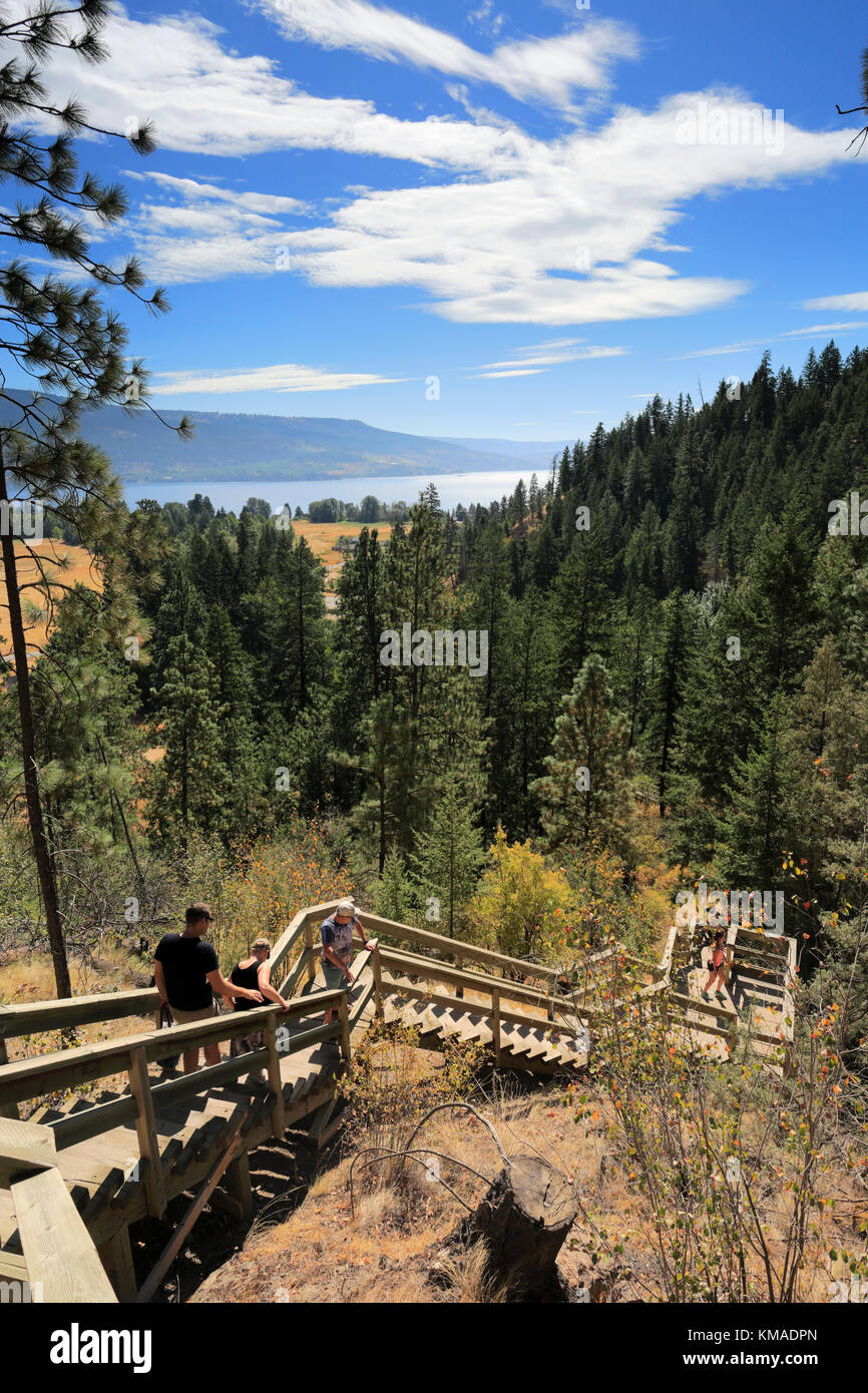 People walking along the waterfalls in Shorts Creek, Fintry Provincial ...