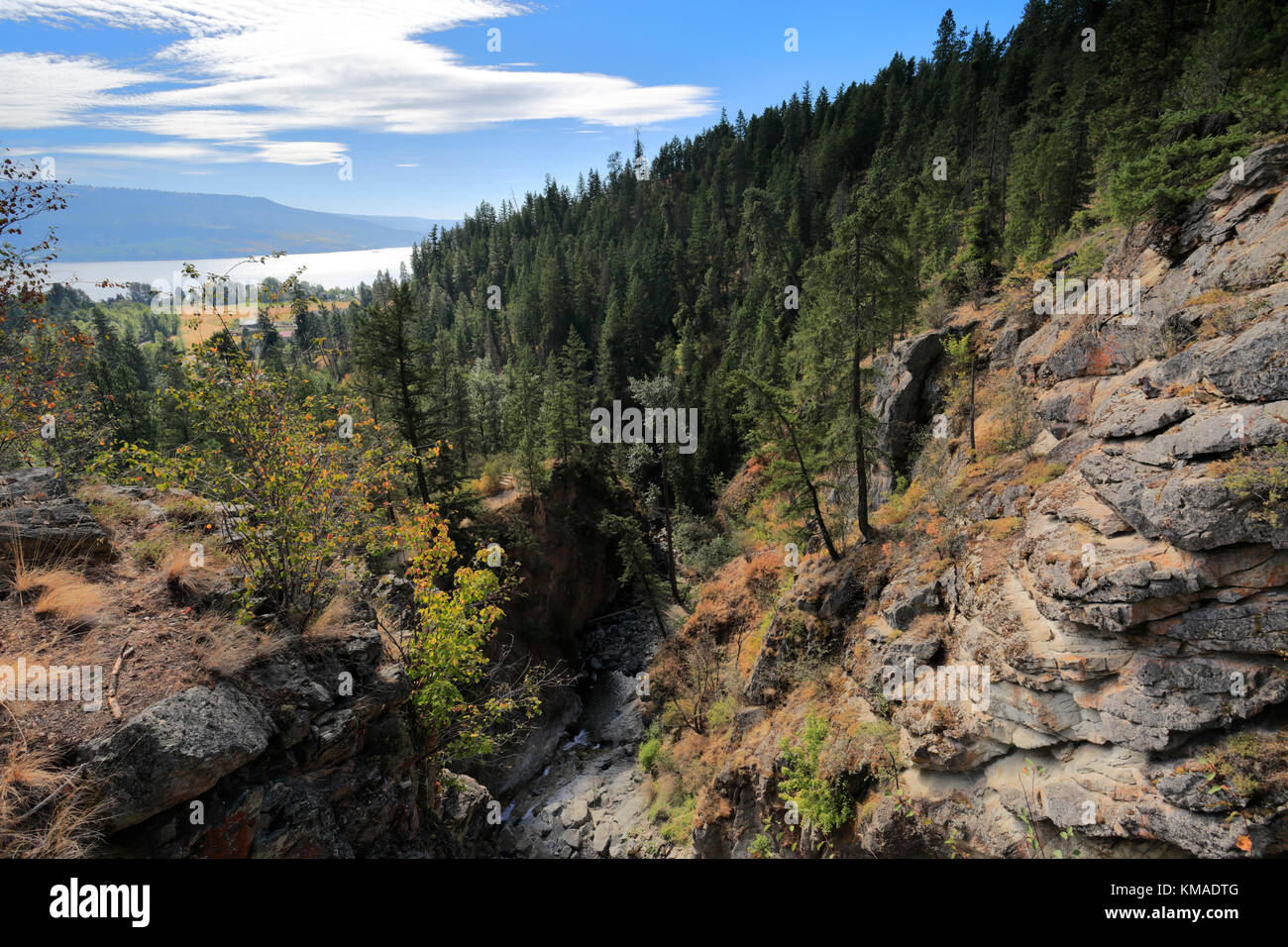 Waterfalls in Shorts Creek, Fintry Provincial Park, near Kelowna City ...