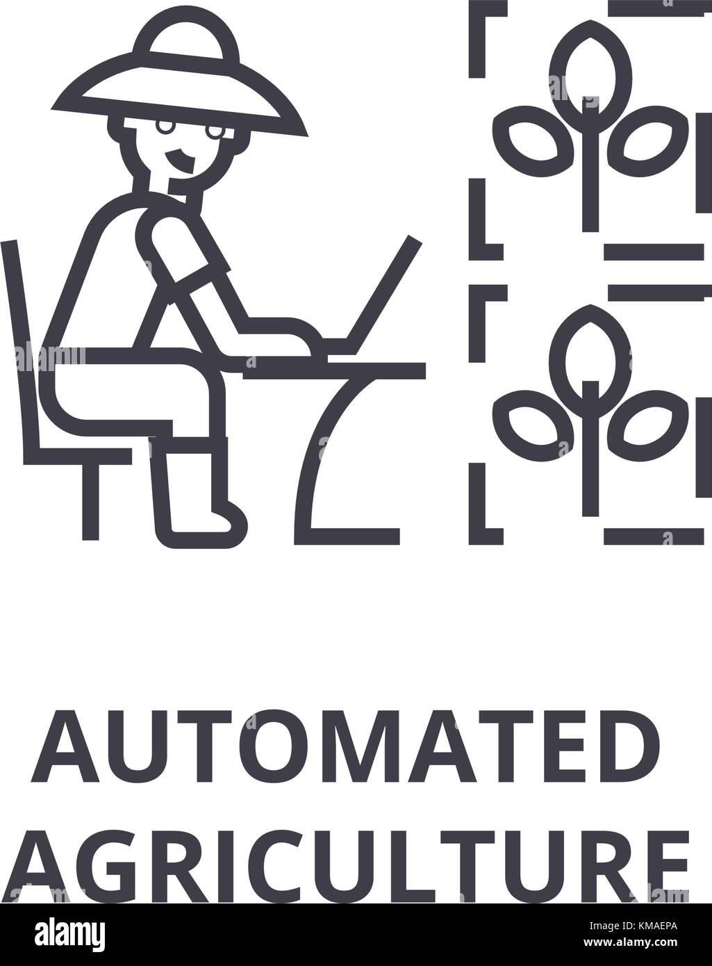 automated agriculture line icon, outline sign, linear symbol, flat ...