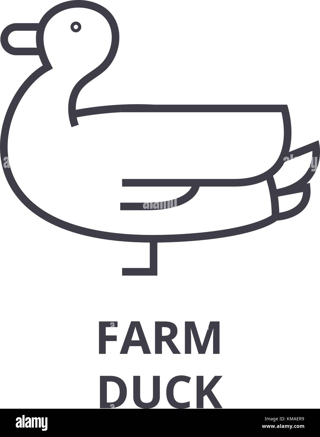farm duck line icon, outline sign, linear symbol, flat vector ...