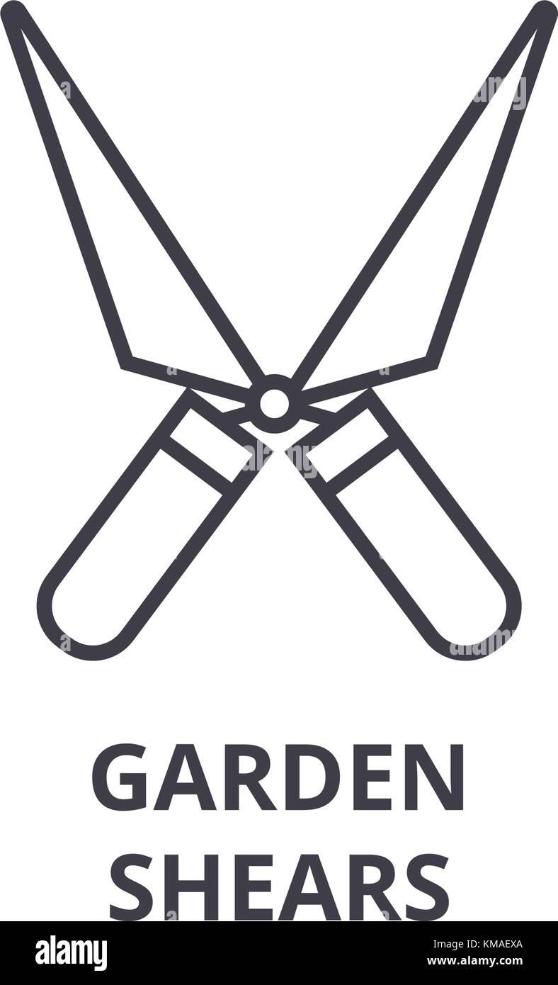 garden shears line icon, outline sign, linear symbol, vector, flat ...
