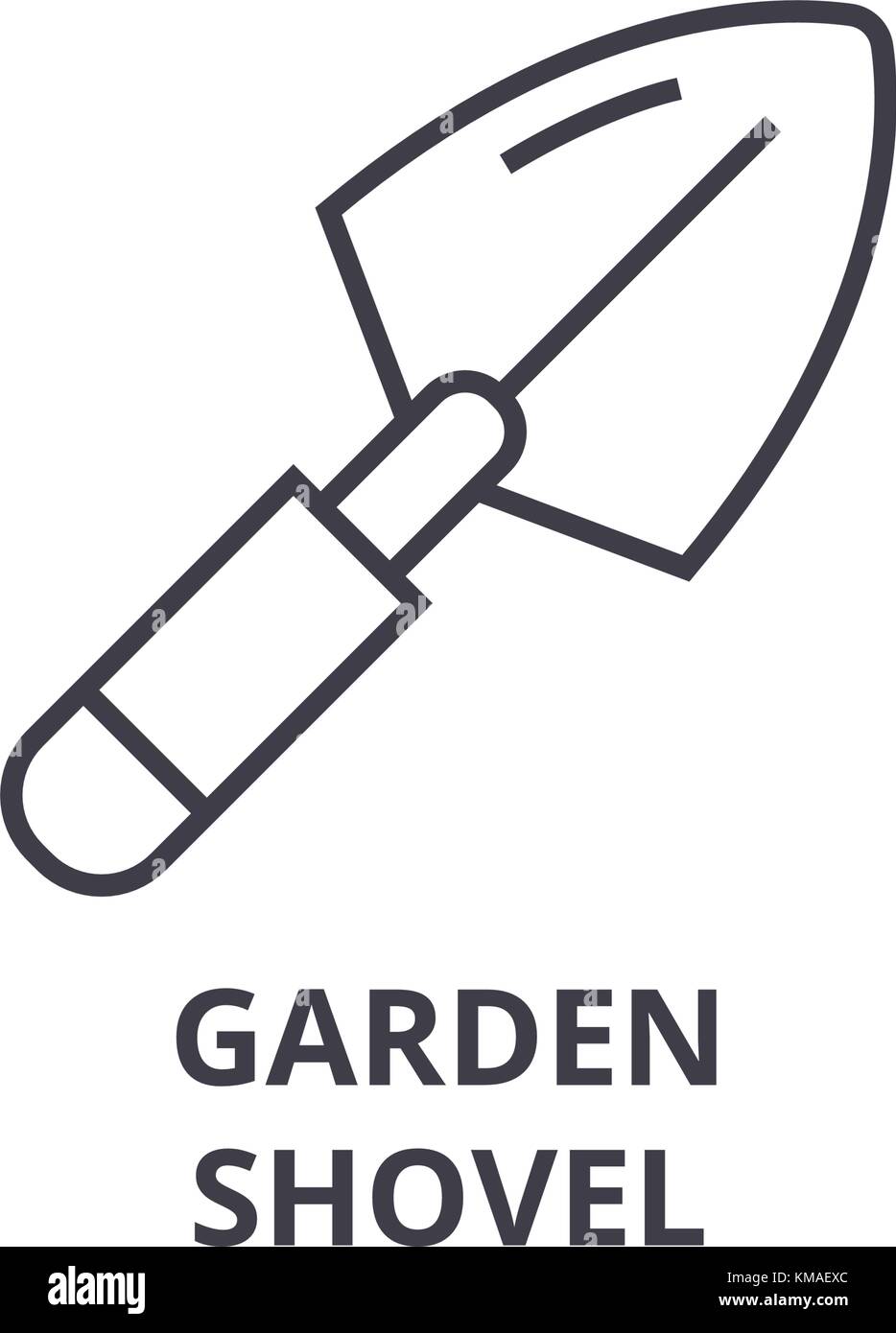 garden shovel line icon, outline sign, linear symbol, vector, flat ...
