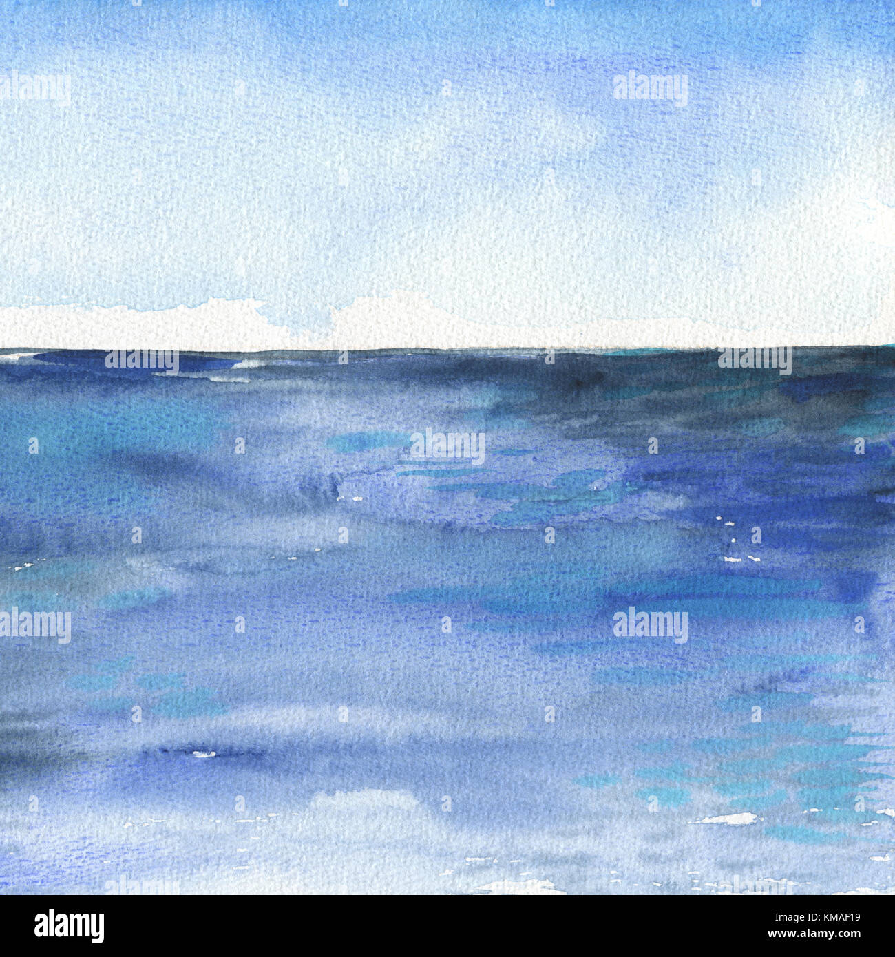 Ocean watercolor hand painting illustration Stock Photo - Alamy