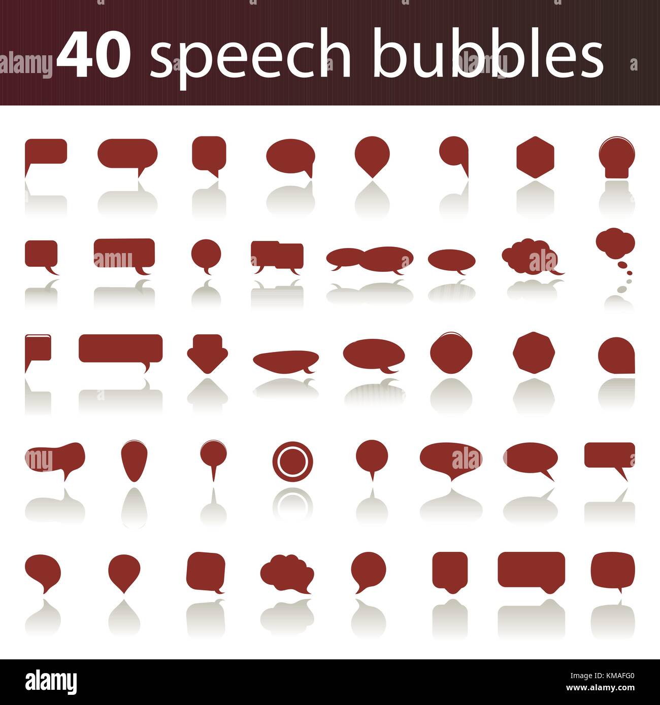 Collection of 40 Red Speech Bubbles Clipart - Illustration in Editable ...
