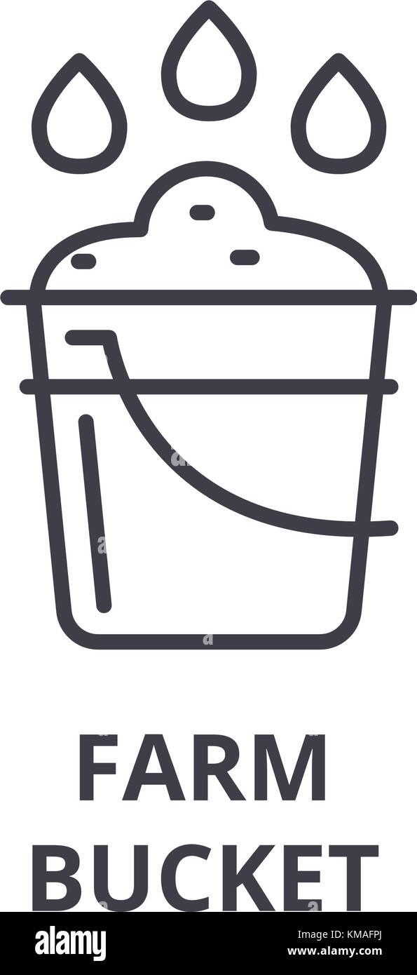 farm bucket line icon, outline sign, linear symbol, vector, flat ...