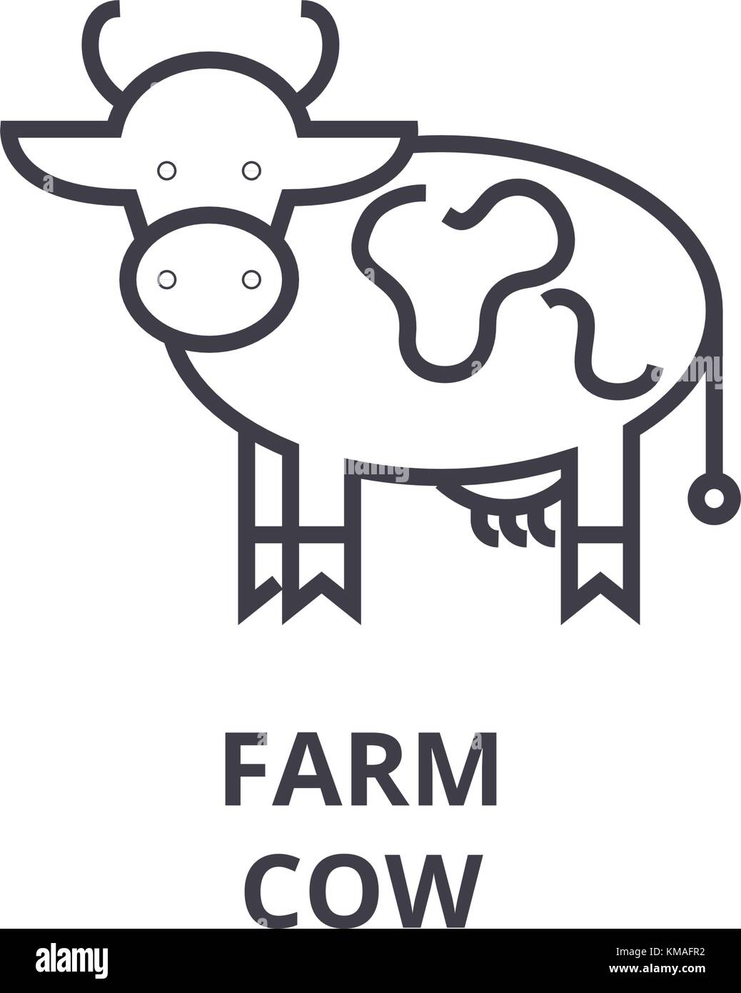 farm cow line icon, outline sign, linear symbol, vector, flat ...