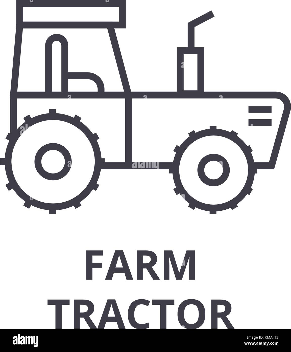 farm tractor line icon, outline sign, linear symbol, vector, flat ...