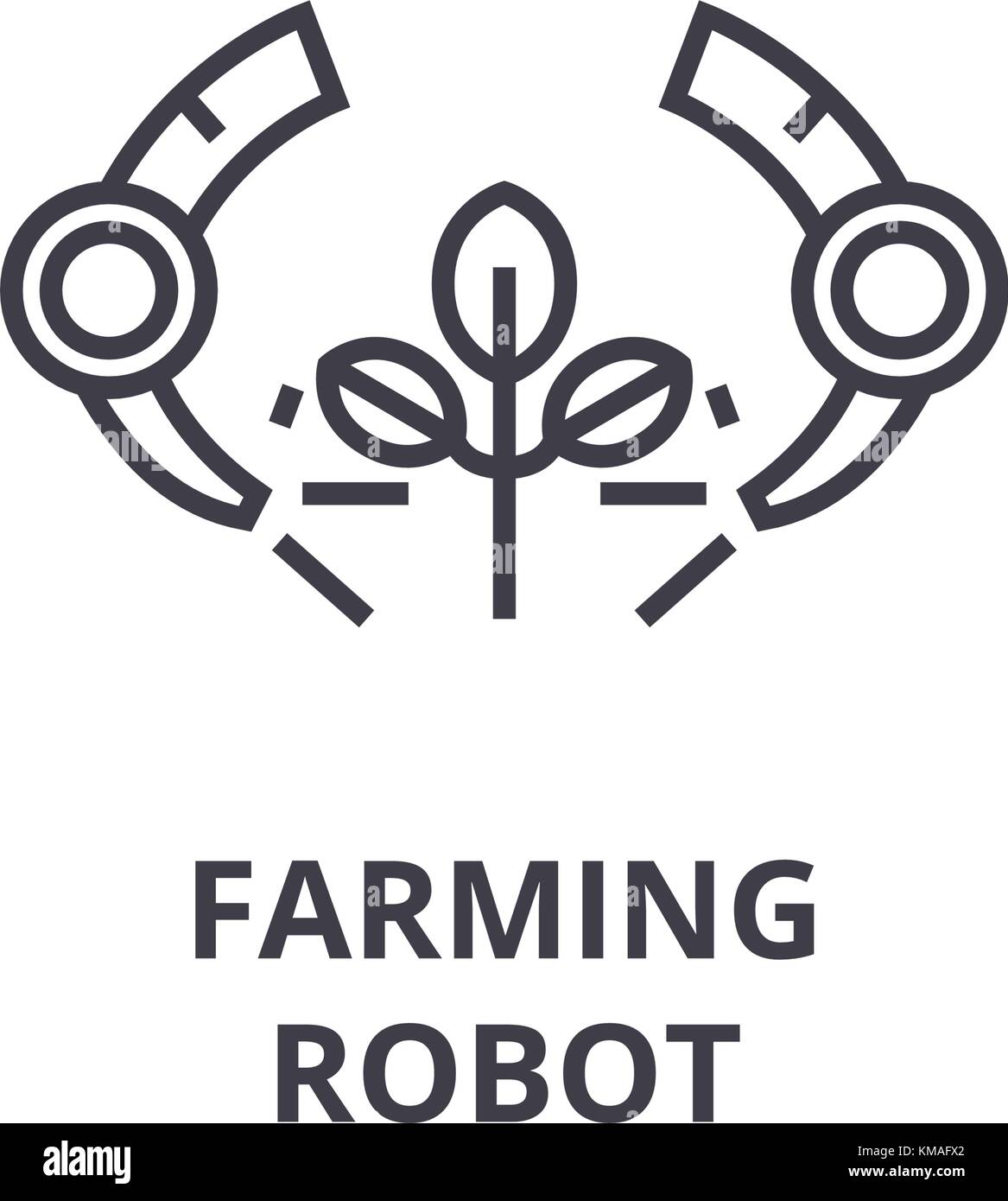farming robot line icon, outline sign, linear symbol, vector, flat ...