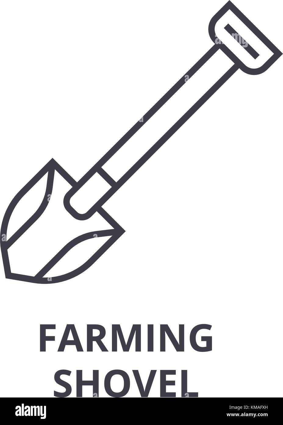 farming shovel line icon, outline sign, linear symbol, vector, flat ...