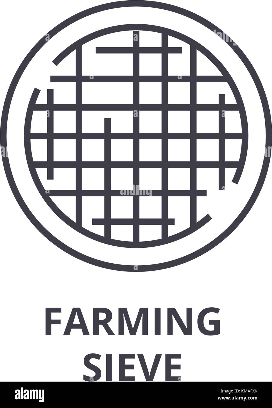farming sieve line icon, outline sign, linear symbol, vector, flat ...