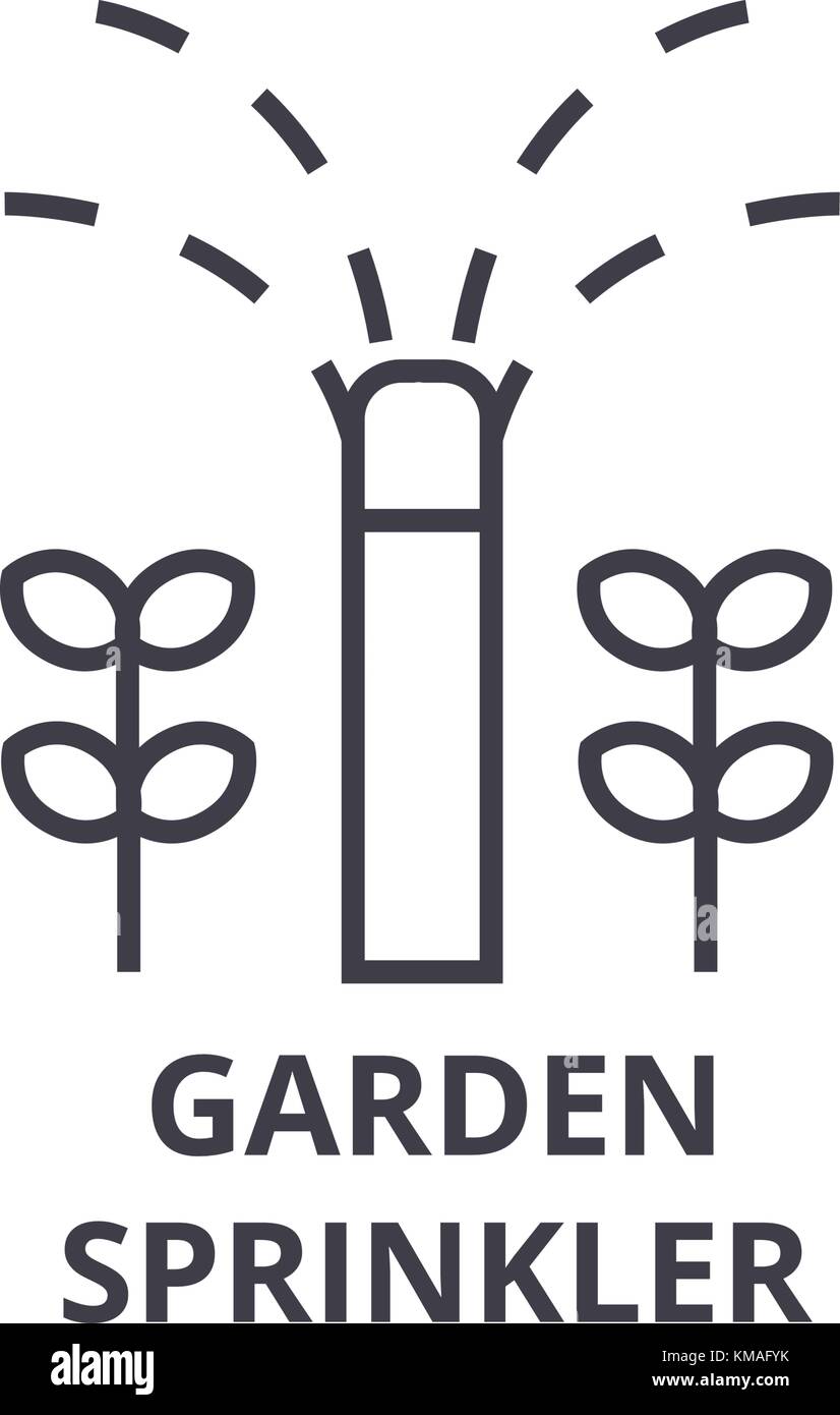 garden sprinkler line icon, outline sign, linear symbol, vector, flat ...