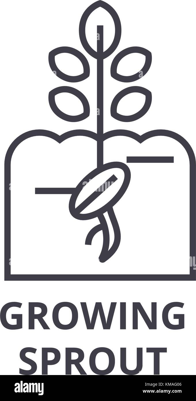 growing sprout line icon, outline sign, linear symbol, vector, flat ...