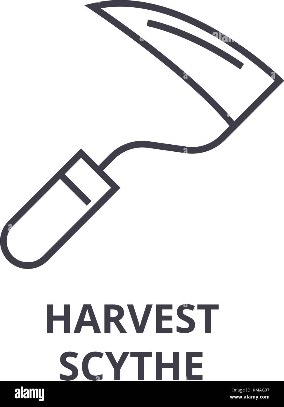 harvest scythe line icon, outline sign, linear symbol, vector, flat ...
