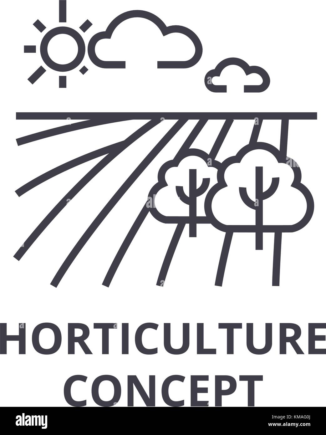 horticulture concept line icon, outline sign, linear symbol, vector ...