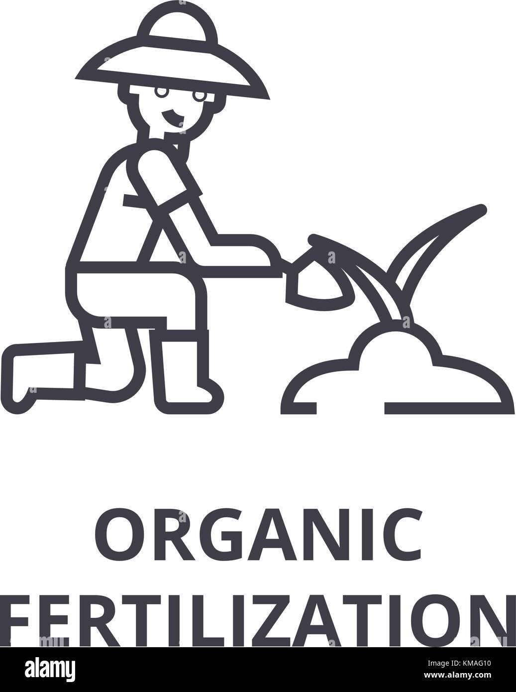 organic fertilization line icon, outline sign, linear symbol, vector ...