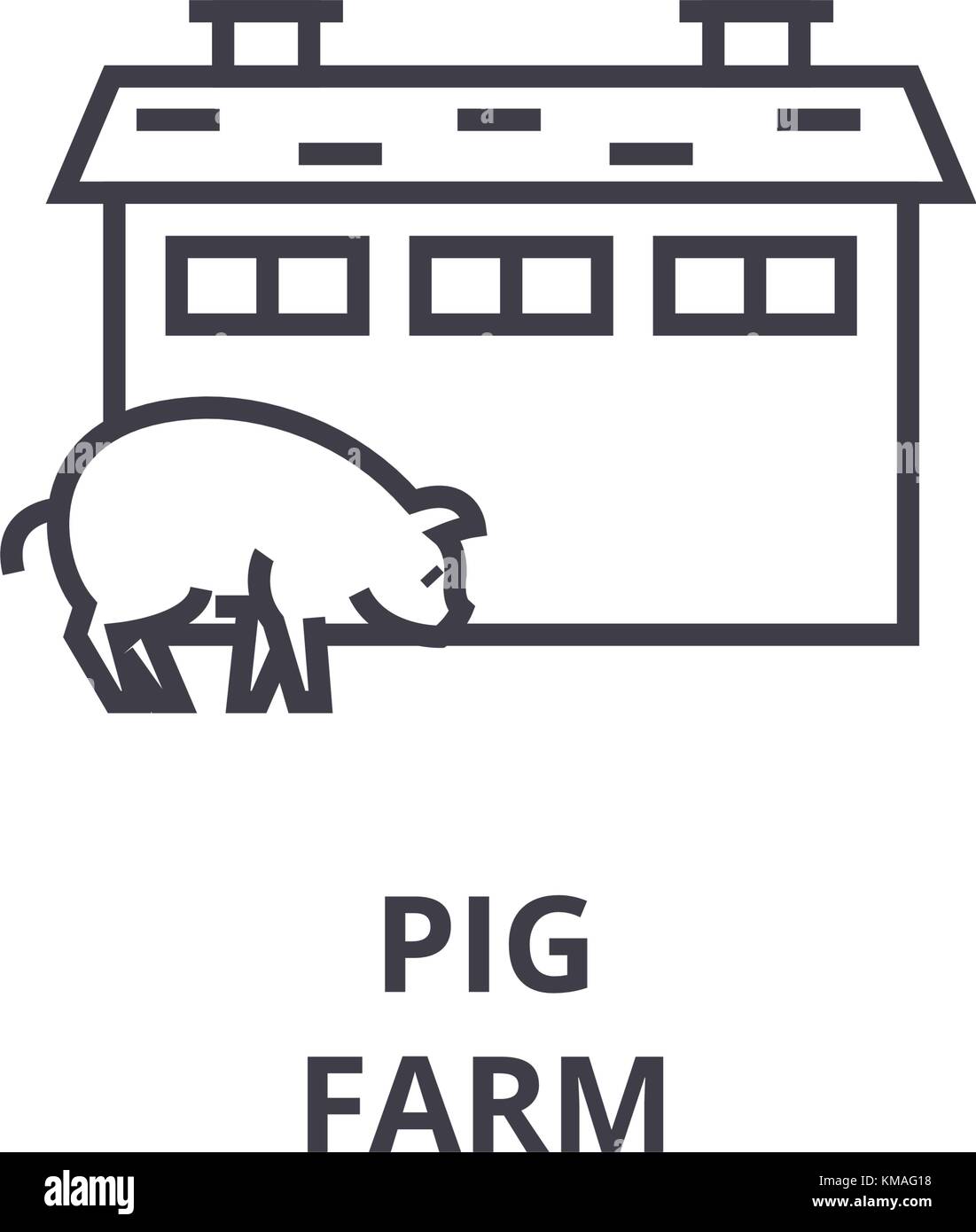 pig farm line icon, outline sign, linear symbol, vector, flat ... pig farm line icon, outline sign, linear symbol, vector, flat ...