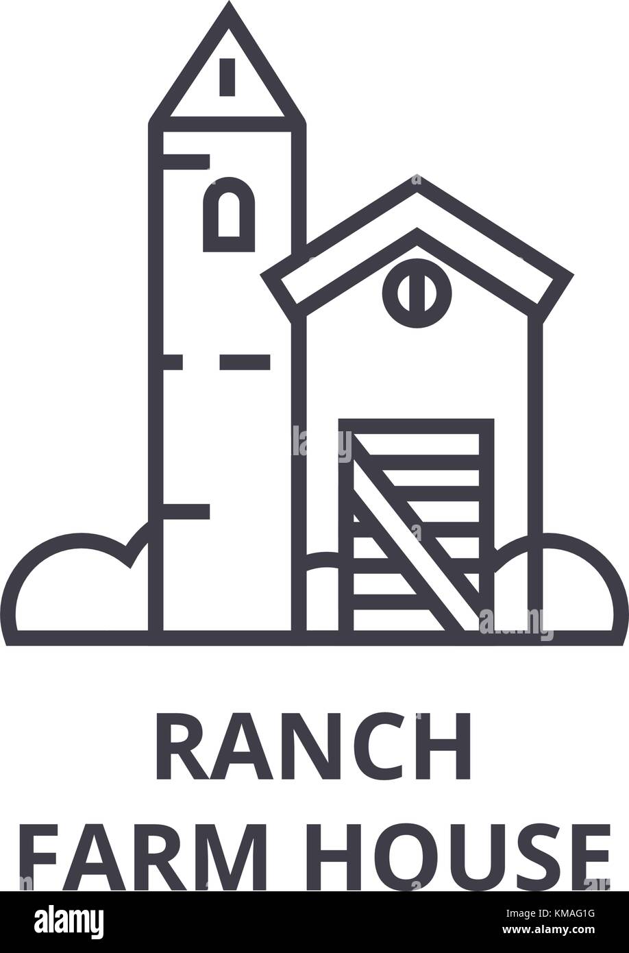 ranch farm house line icon, outline sign, linear symbol, vector, flat ...