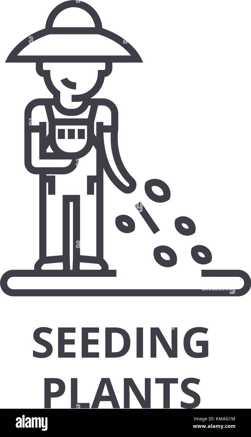 seeding plants line icon, outline sign, linear symbol, vector, flat illustration Stock Vector ...