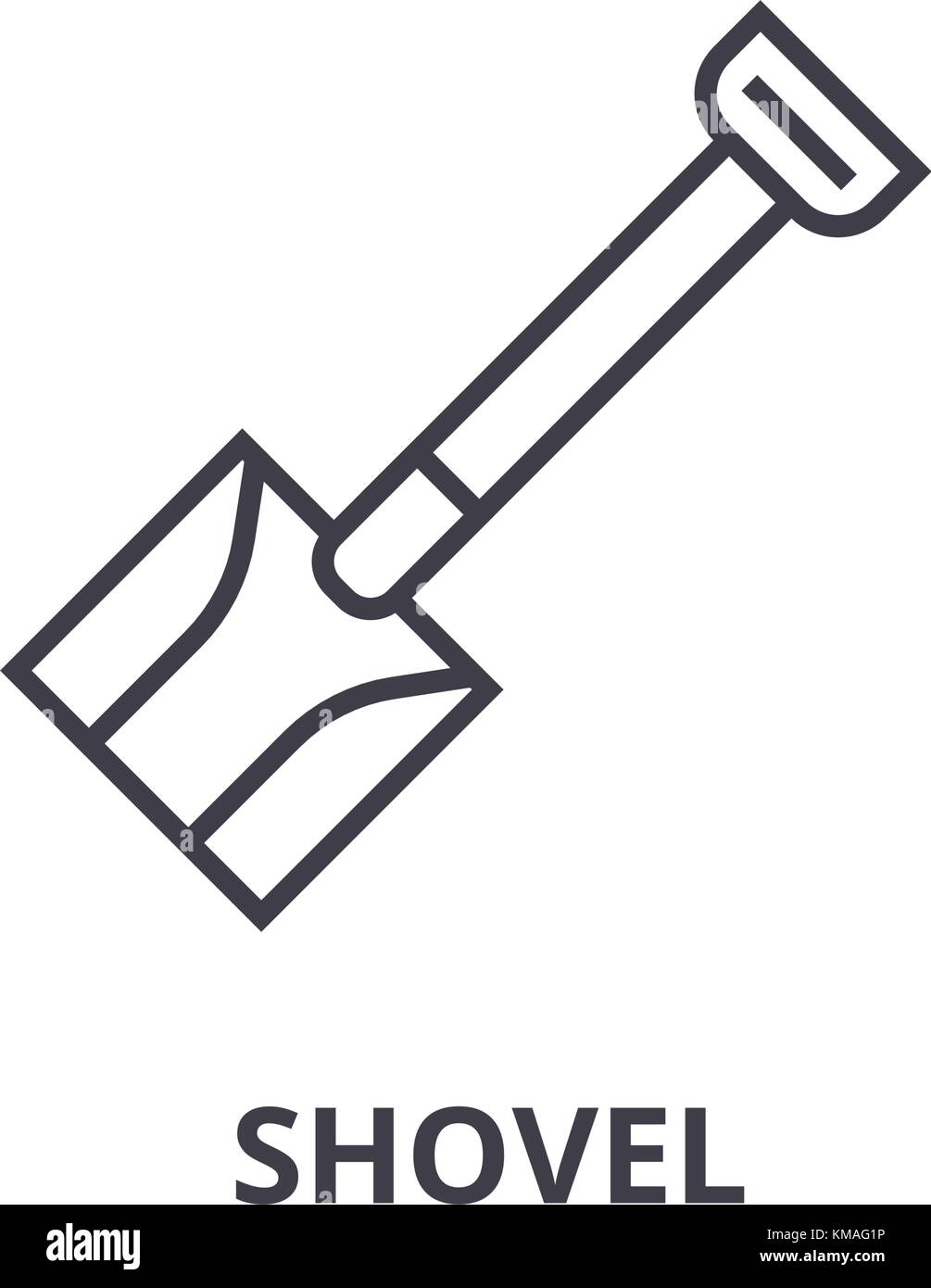 shovel line icon, outline sign, linear symbol, vector, flat ...