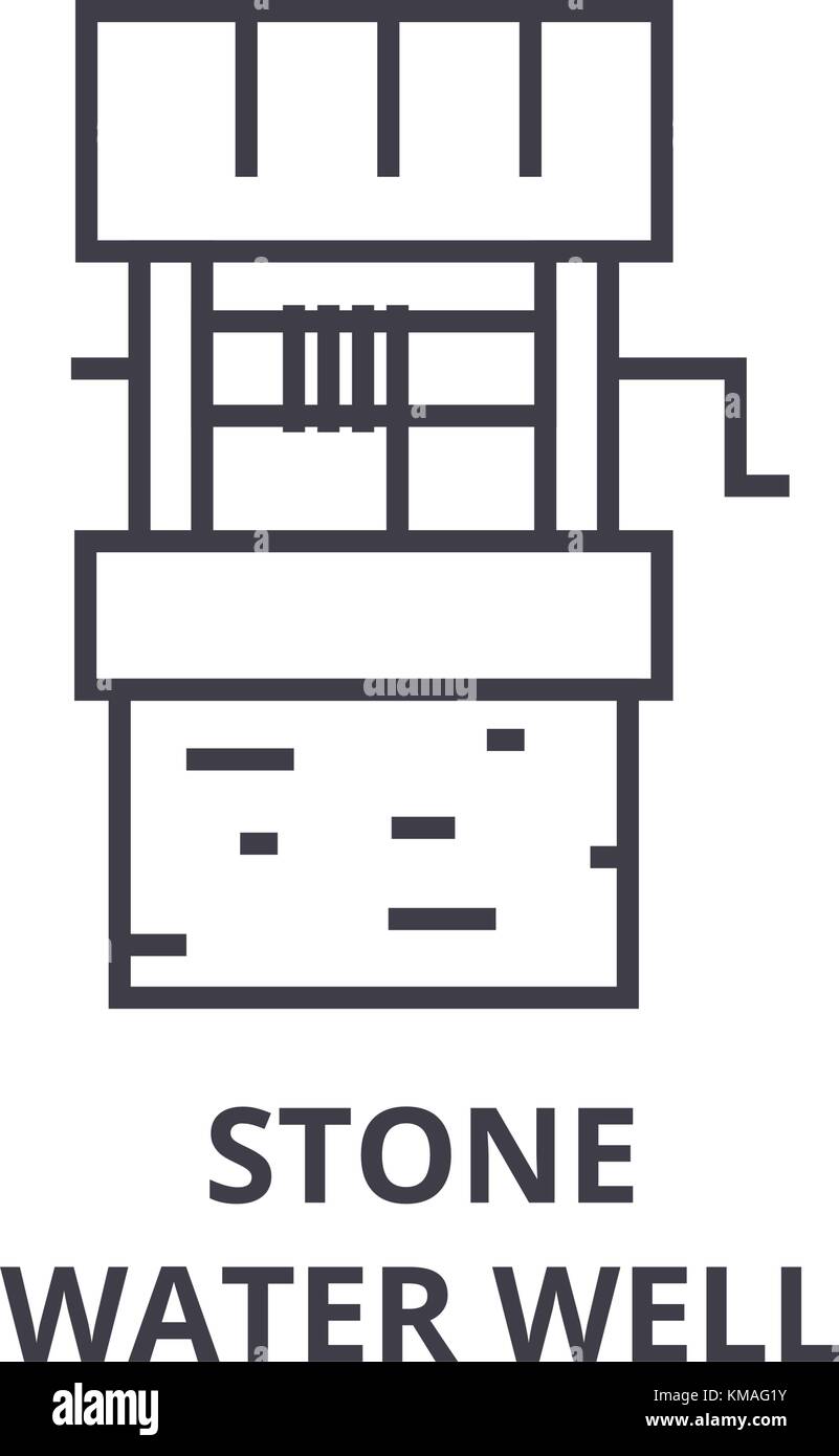 stone water wall line icon, outline sign, linear symbol, vector, flat ...