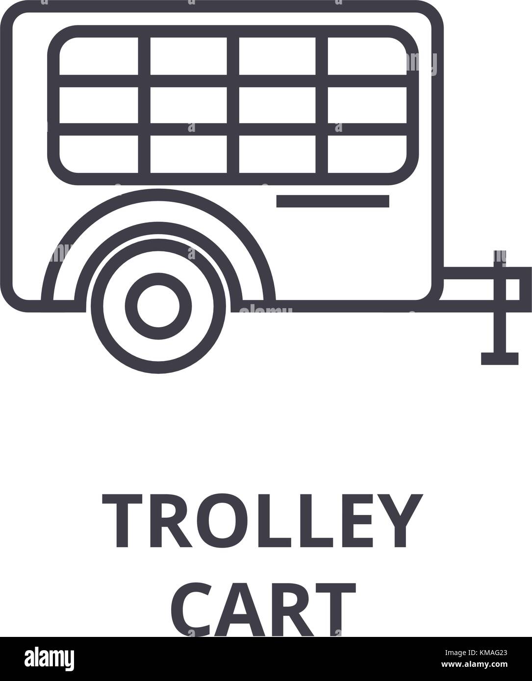 trolley cart line icon, outline sign, linear symbol, vector, flat ...